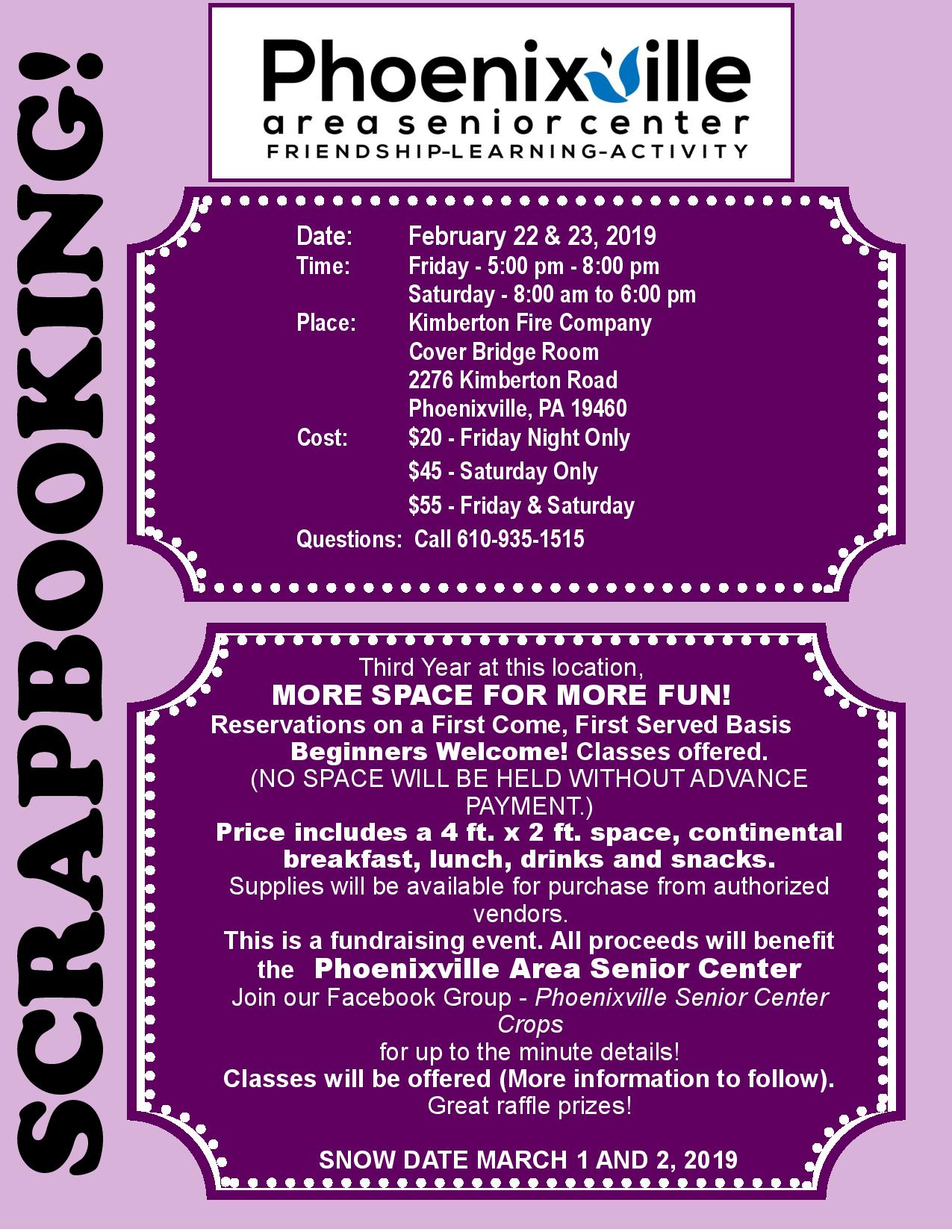 Scrapbooking to benefit Phoenixville Area Senior Center