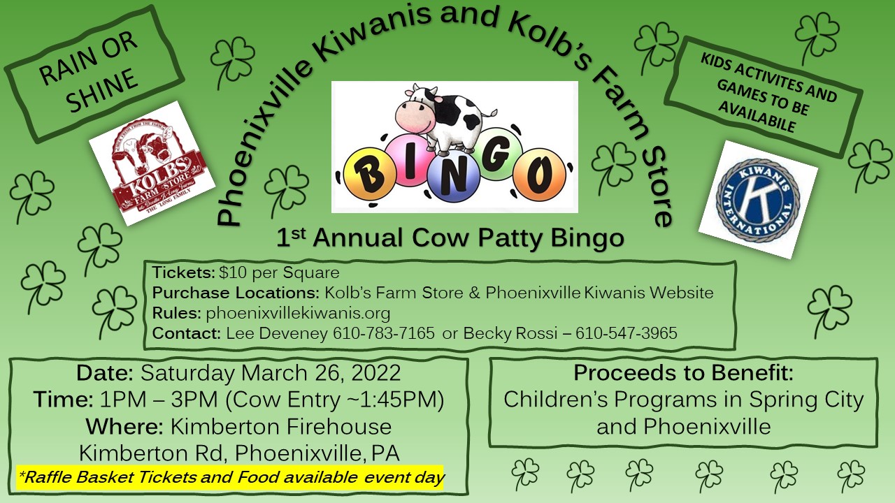 Phoenixville Kiwanis 1st Annual Cow Patty Bingo